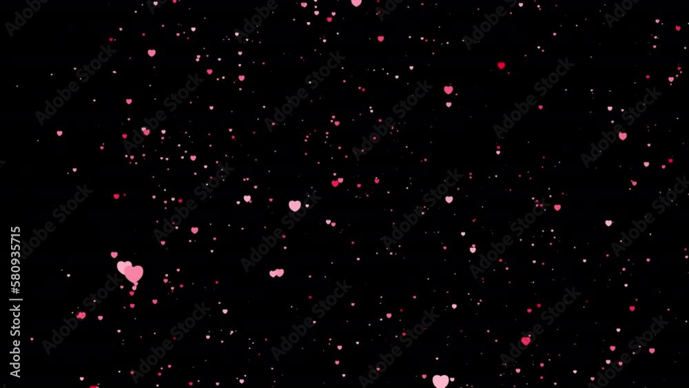 Romantic pink heart particles transition on alpha background Stock ...