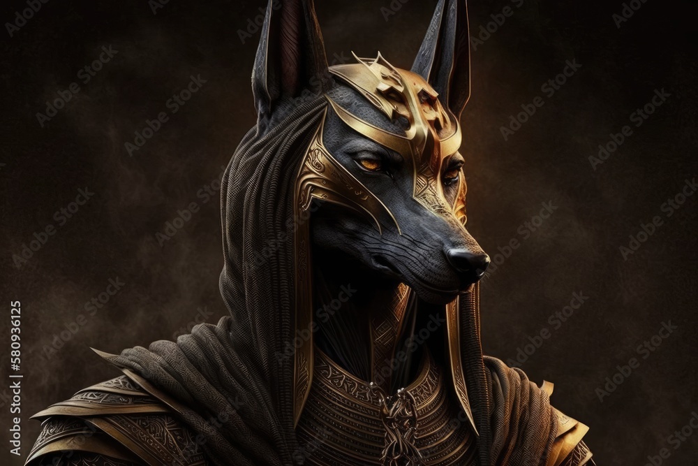 Anubis, an Egyptian god of the afterlife, is represented as a jackal ...