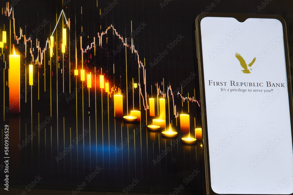 First Republic Bank logo on the smartphone. First Republic Bank stock ...