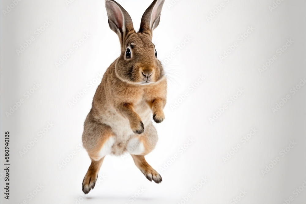 white rabbit jump on white background, full body with free space, Made ...