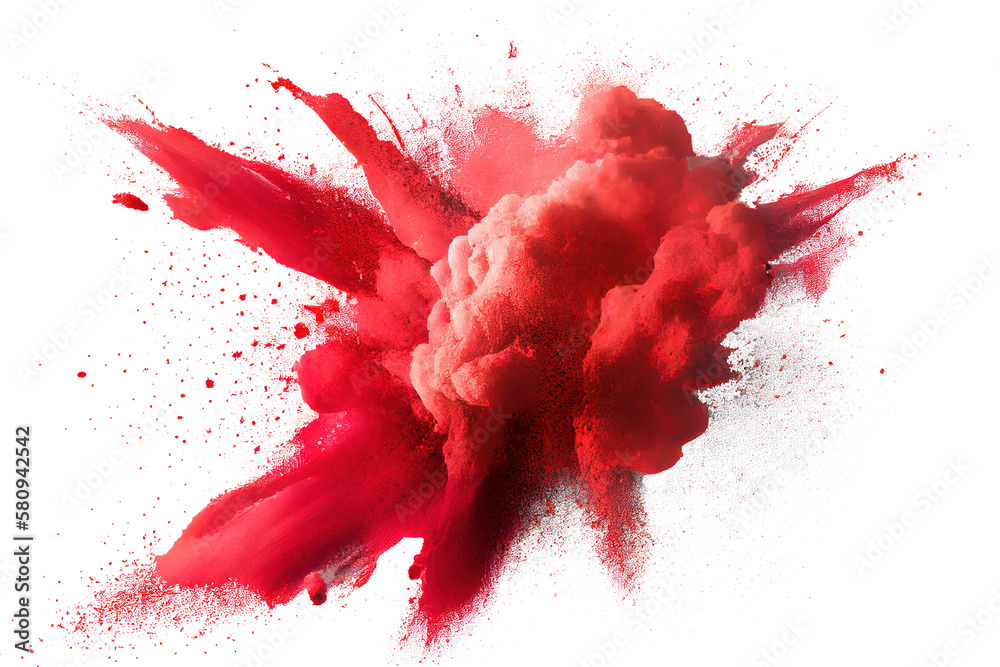 a colorful red particle dust explosion on transparent background Stock ...