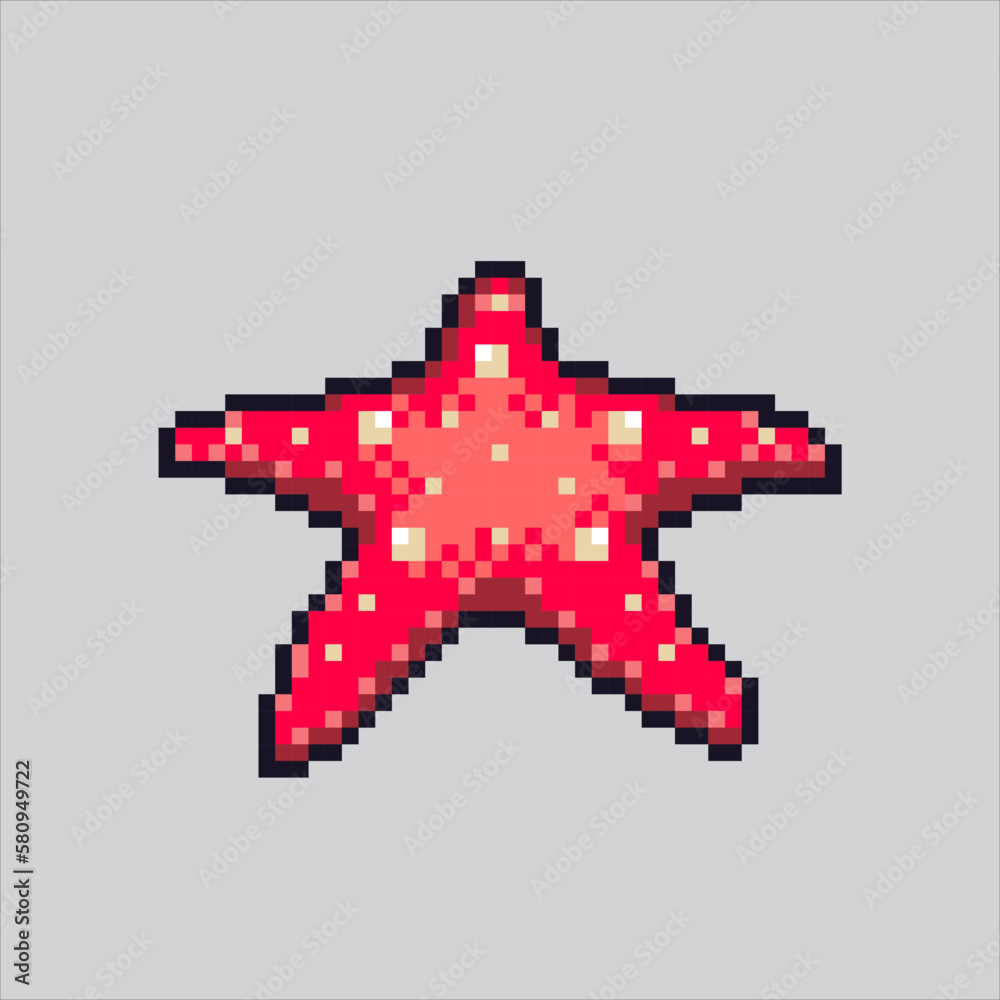 Vecteur Stock Pixel art starfish. Pixelated starfish animal. coral reef ... Vecteur Stock Pixel art starfish. Pixelated starfish animal. coral reef ...