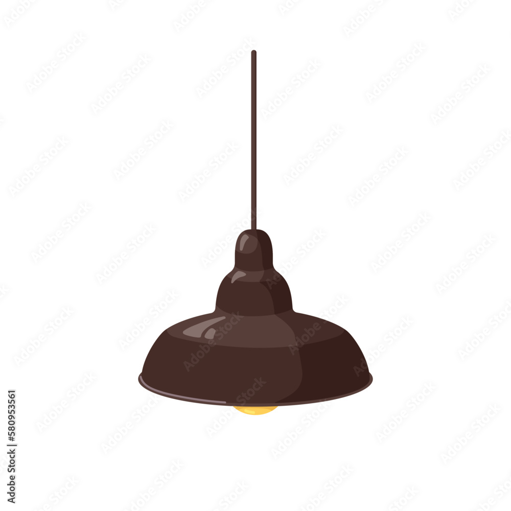 Pendant ceiling lamp. Electric light with suspended metal shade ...