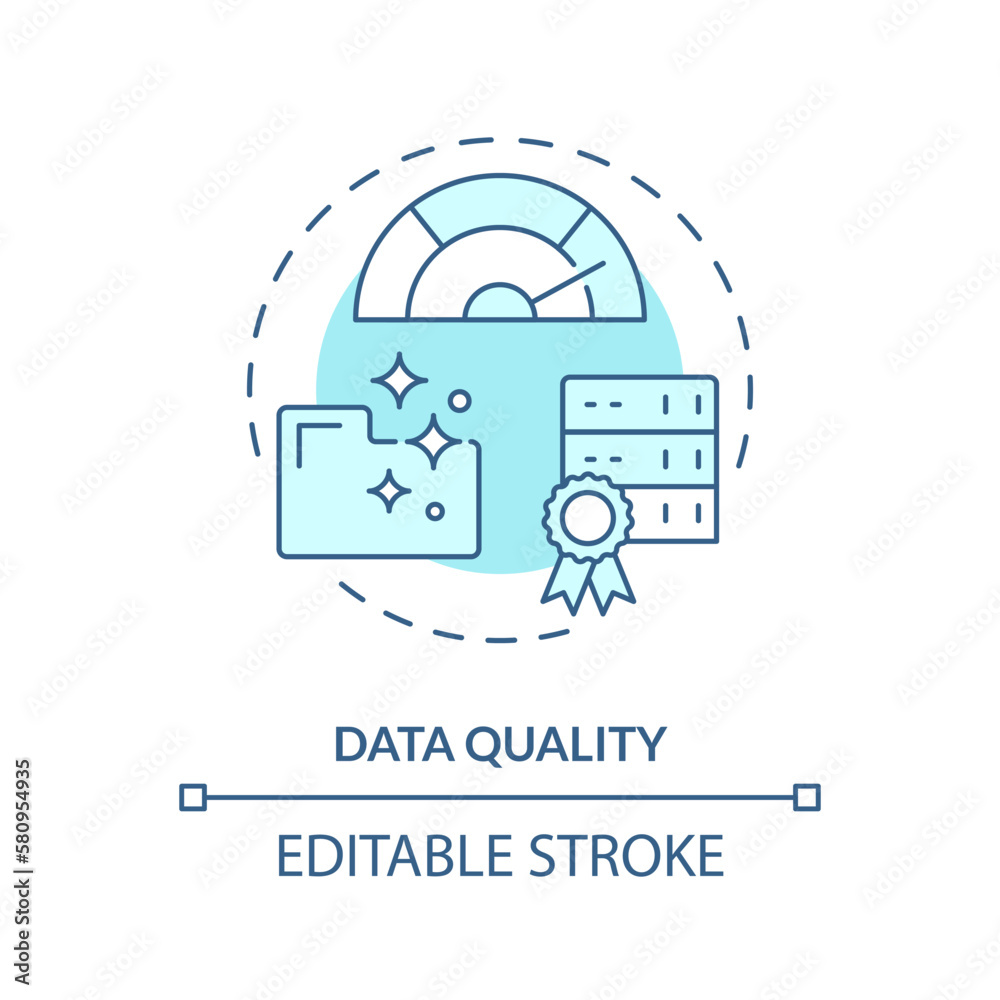 Data quality turquoise concept icon. Relevant and accurate information ...