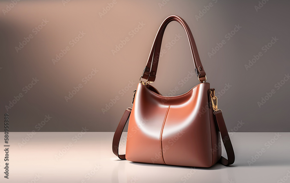 Beautiful trendy smooth youth women's handbag in brown color on a ...