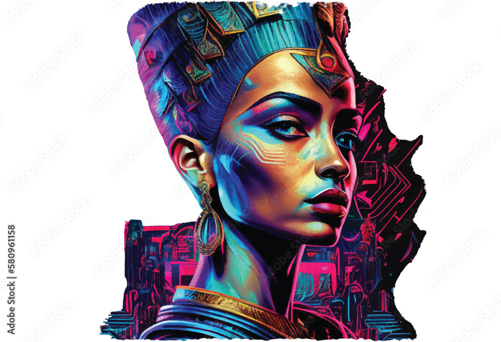 Vector drawing by Nefertiti. Synthwave. Stock Vector | Adobe Stock