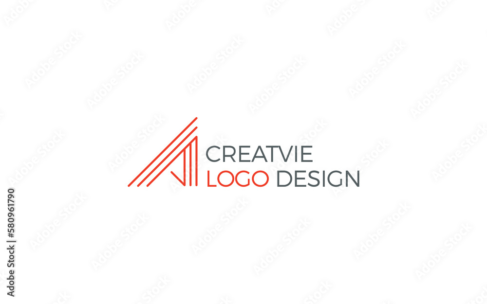 Lettermark logo of letter A is made with lines in a simple and modern ...