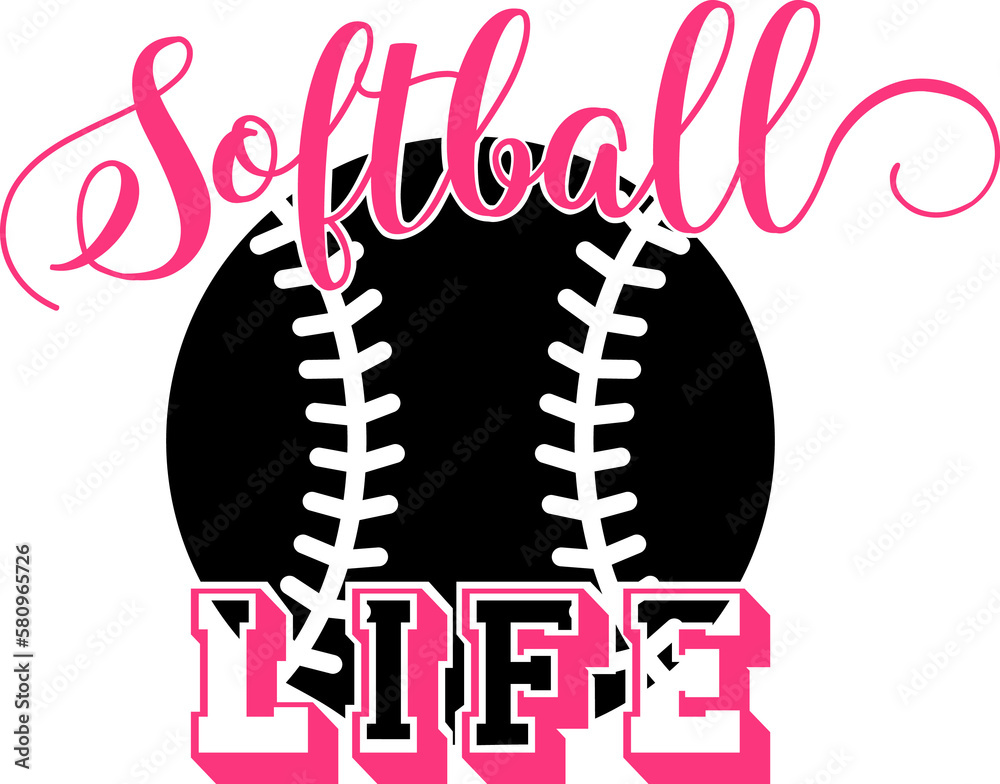 Softball life dijital file ready for tshirt print, svg, ai, png, pdf ...