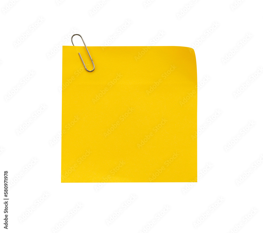 yellow note paper with clip Stock Photo | Adobe Stock