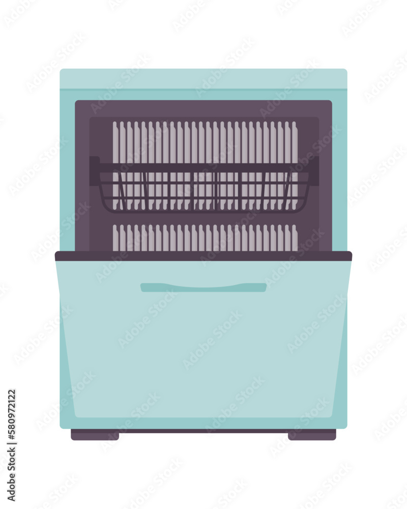 Vetor do Stock: Dishwashing machine semi flat color vector object ... Vetor do Stock: Dishwashing machine semi flat color vector object ...