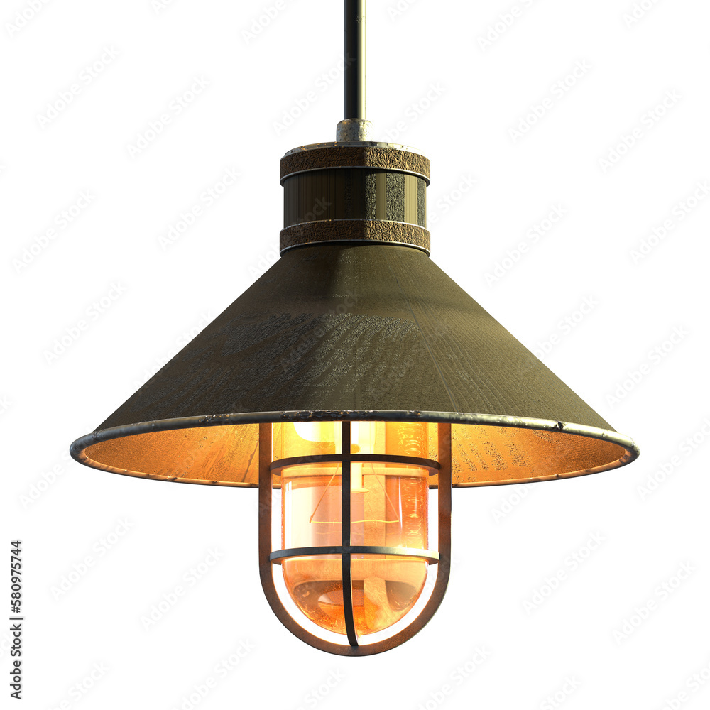 Old lamp made of wood. Transparent background. 3d PNG Render. Stock ...