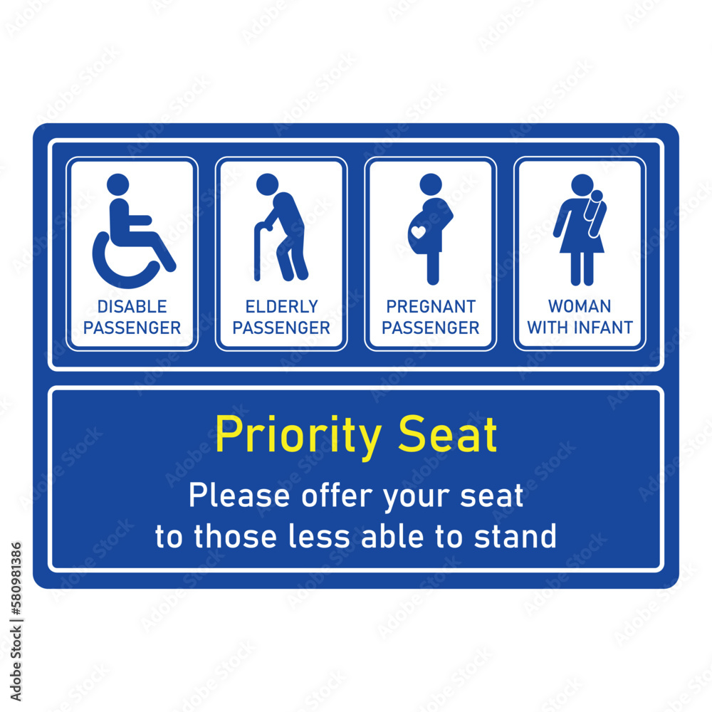 priority seat used in public transportation bus train and mass rapid ...