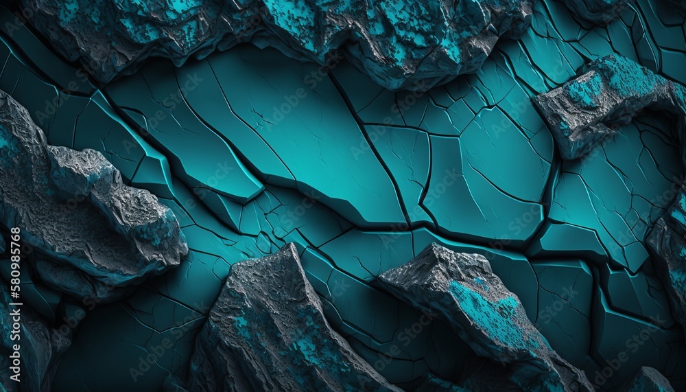 Rock texture with cracks, volumetric on an azure stone background ...