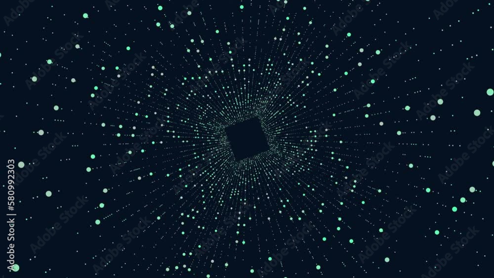 Vertigo rainbow futuristic neon cube with lines and glitters in dark ...