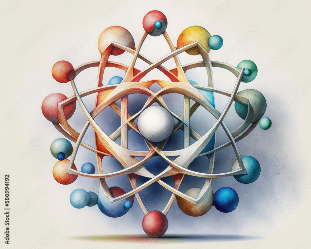 3d model of an atom isolated on white. Generative AI Stock Illustration ...