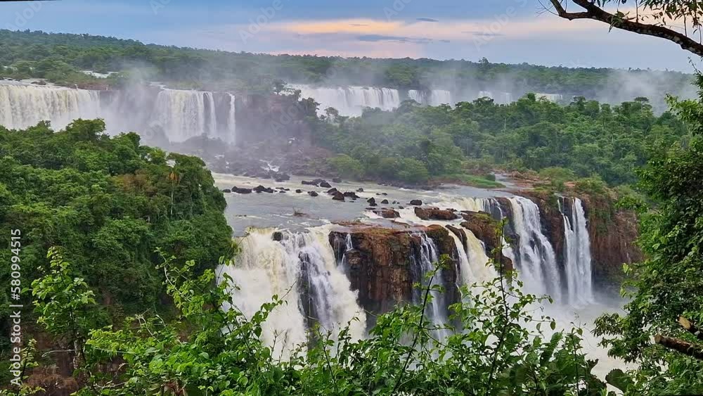 Iguazu Falls, the largest series of waterfalls of the world, located at ...