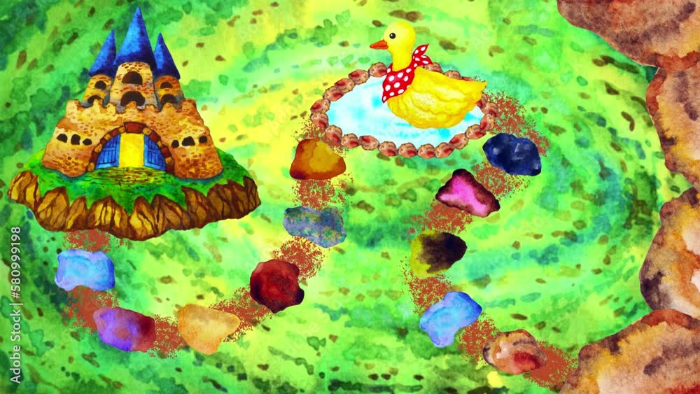 fun board game duck castle leisure play dice rolling map icon cartoon ...