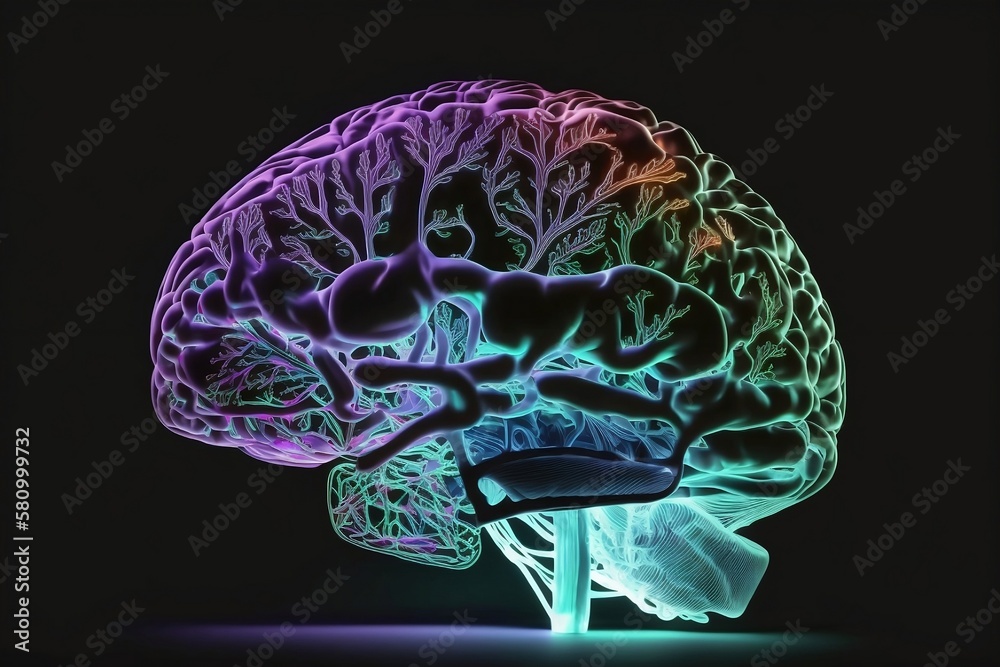 Human brain hologram. External cerebral connections. Communication ...