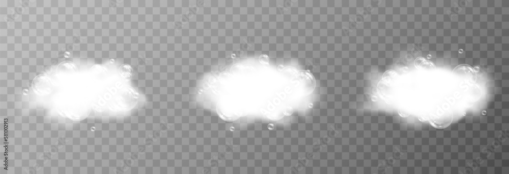 Vector foam with bubbles on an isolated transparent background. Foam ...