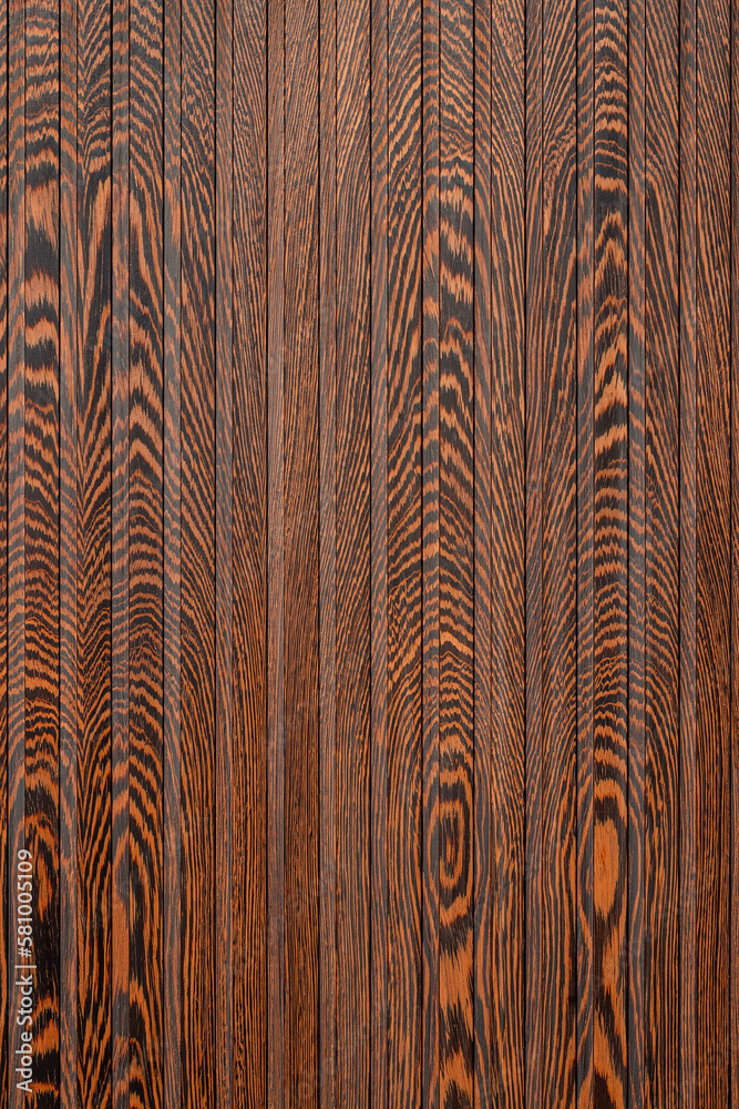 Beautiful pronounced tiger wooden texture of decorative vertical strips ...