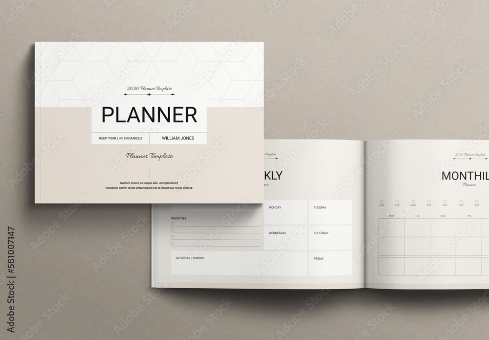 Planner Template Landscape Stock Template | Adobe Stock