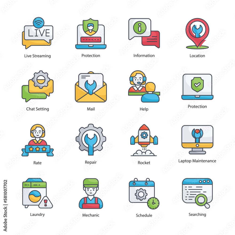 Technical support vector Fill outline Icon Design illustration ...