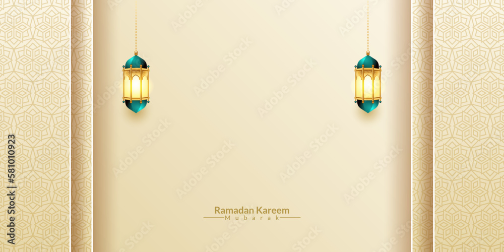 arabic islamic luxury golden border ramadan or ramadhan banner for eid ...