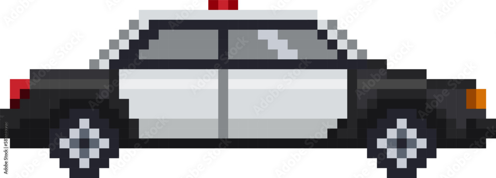 Pixel art police car side view. Vector illustration. Stock Vector ...