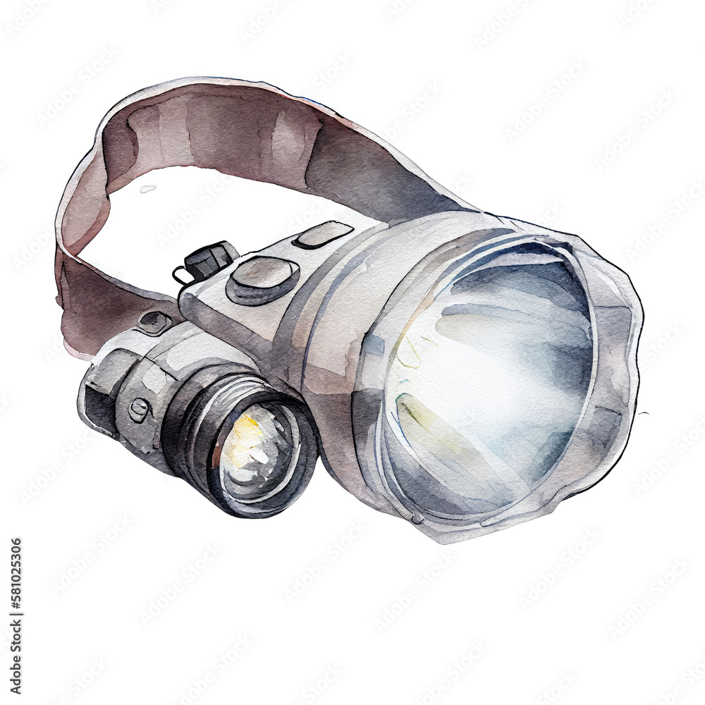 Watercolor Headlamp or flashlight Clipart with Transparent background ...