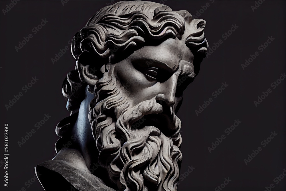 Head of the Greek god Hephaestus sculpture, bust of a man with a long ...