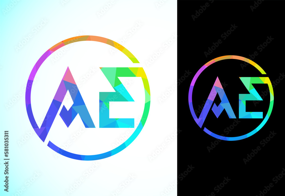 Polygonal Letter A E Logo Design Vector Template. Low Poly Graphic ...