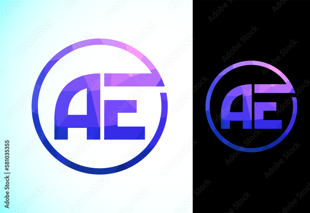 Polygonal Letter A E Logo Design Vector Template. Low Poly Graphic ...