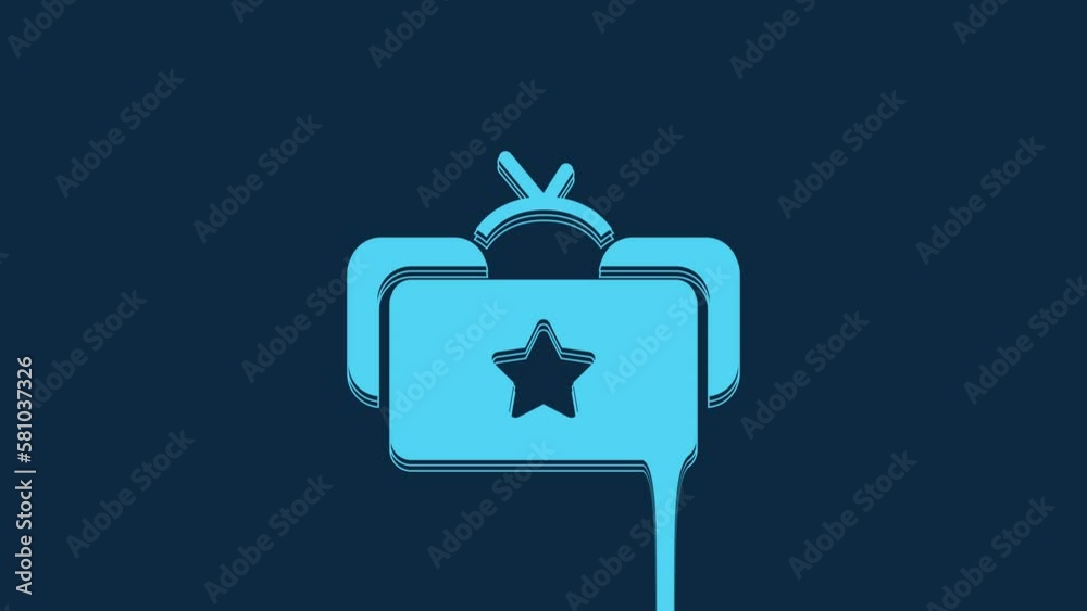 Vidéo Stock Blue Ushanka icon isolated on blue background. Russian fur ...