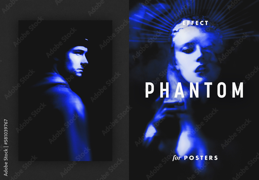Phantom Poster Photo Effect Mockup Stock Template | Adobe Stock