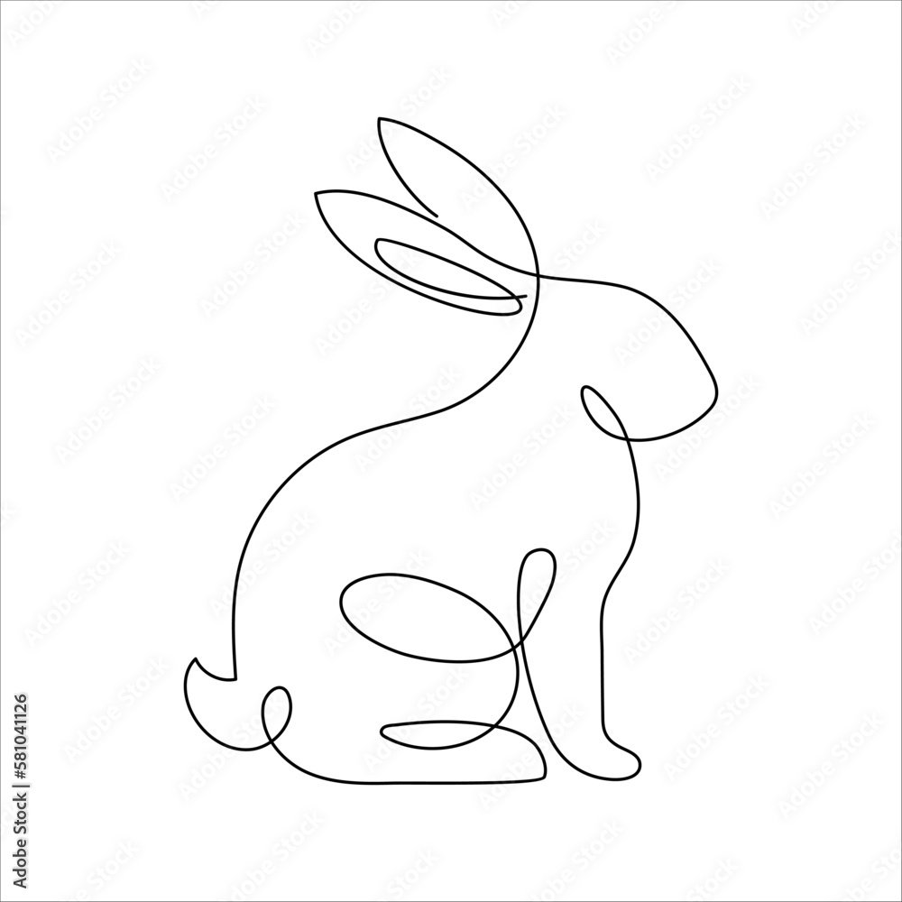 Bunny line art style icon. Rabbit line art icon. Abstract outline ...