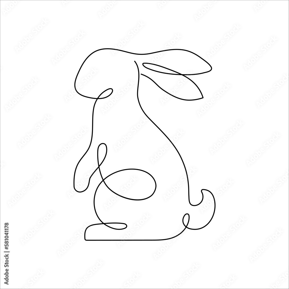 Bunny line art style icon. Rabbit line art icon. Abstract outline ...