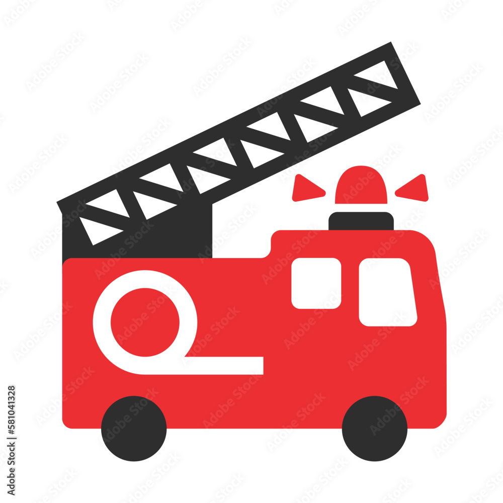 Fire Engine vector sign design. Isolated red fire truck, emergency ...