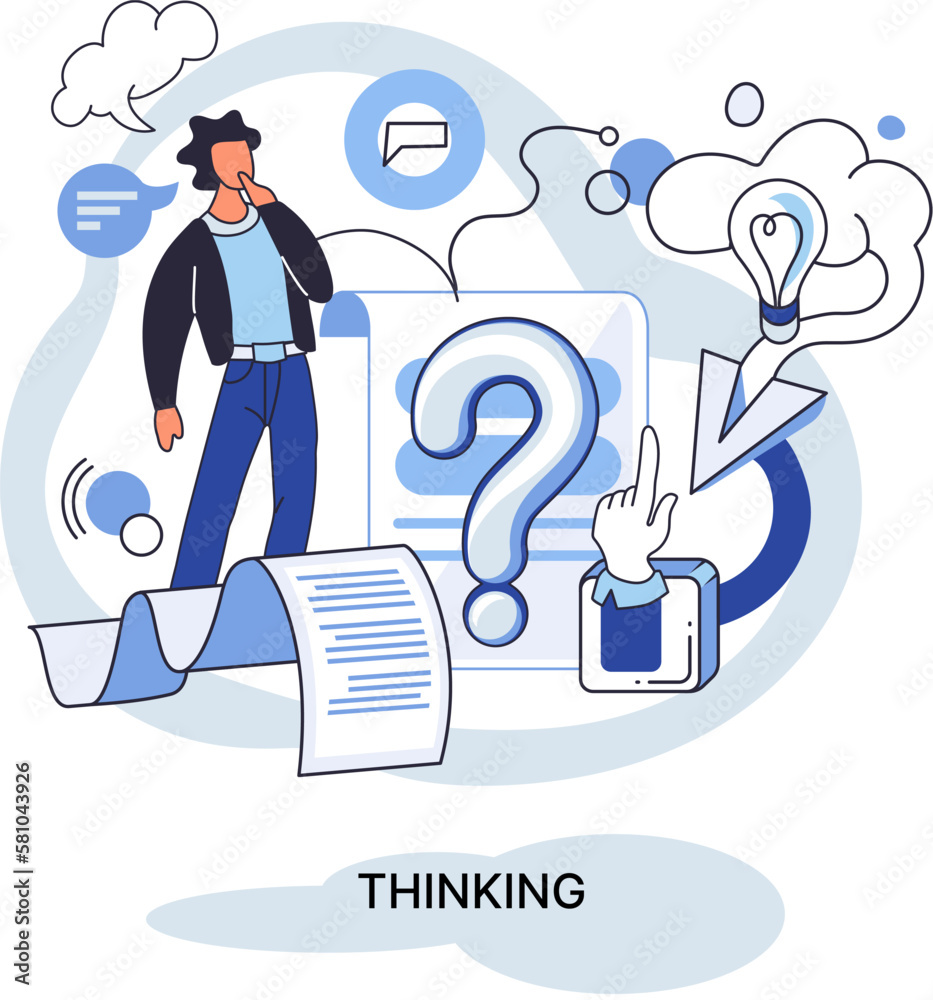 Problem solving metaphor, wondering or thinking, planning or pondering ...