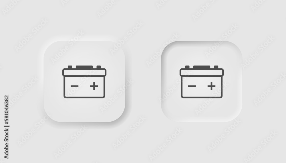 Car battery icon in neumorphism style. Editable stroke. Icons for ...
