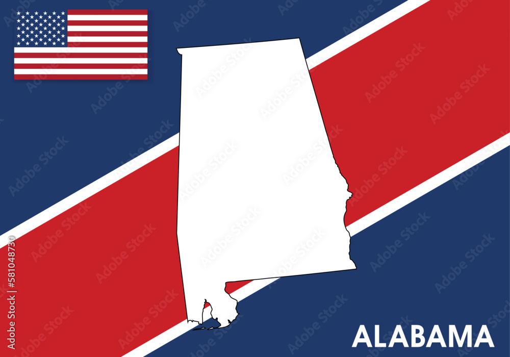 Alabama - USA, United States of America Map vector template. white ...