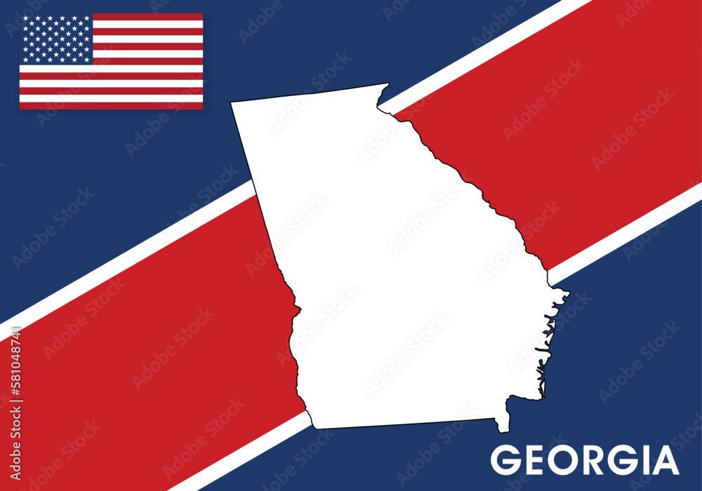 Georgia - USA, United States of America Map vector template. white ...