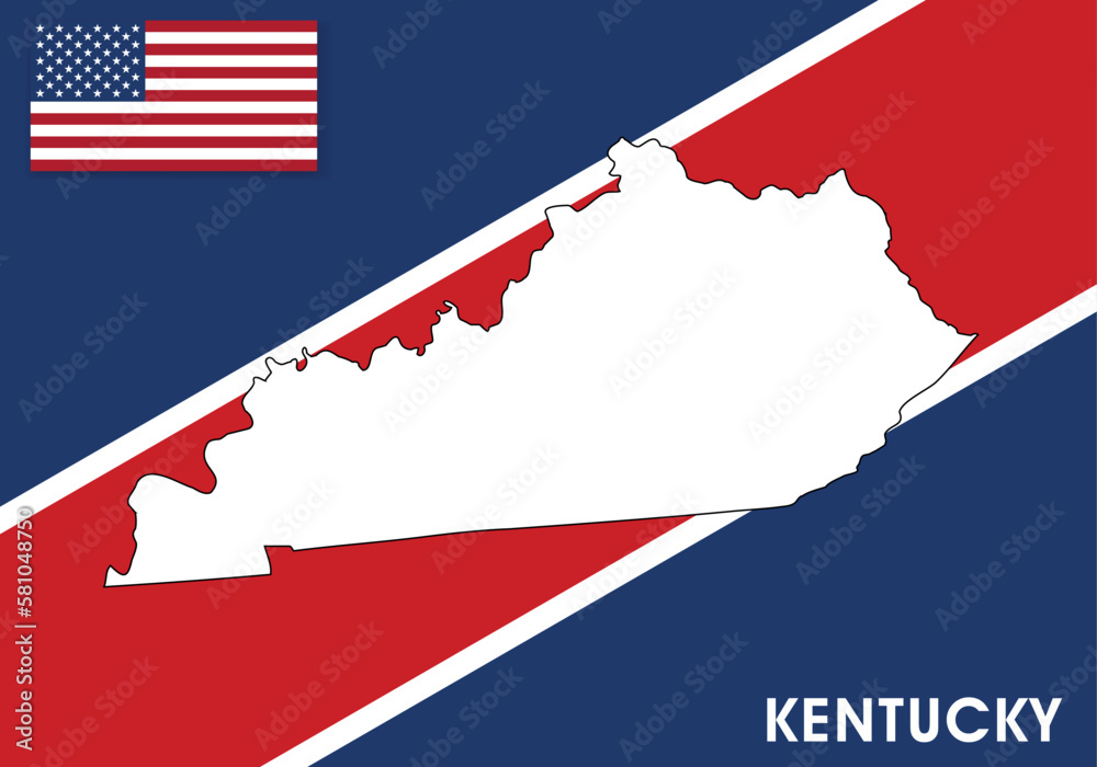 Kentucky - USA, United States of America Map vector template. white ...