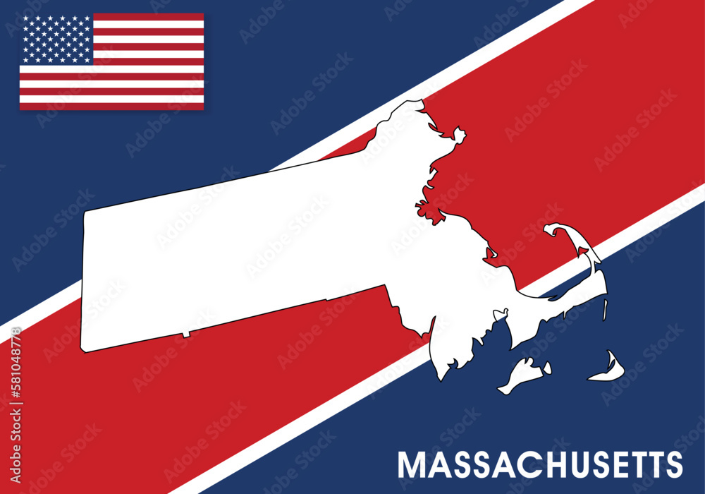 Massachusetts - USA, United States of America Map vector template ...