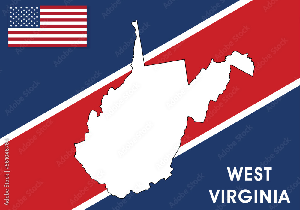 West Virginia - USA, United States of America Map vector template ...