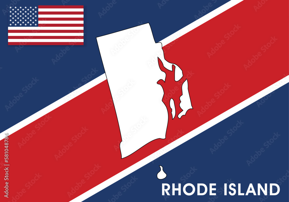 Rhode Island- USA, United States of America Map vector template. white ...