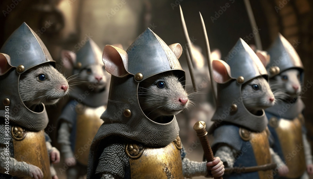 Realistic rat army in knight armor is ready for battle. , Generative AI ...