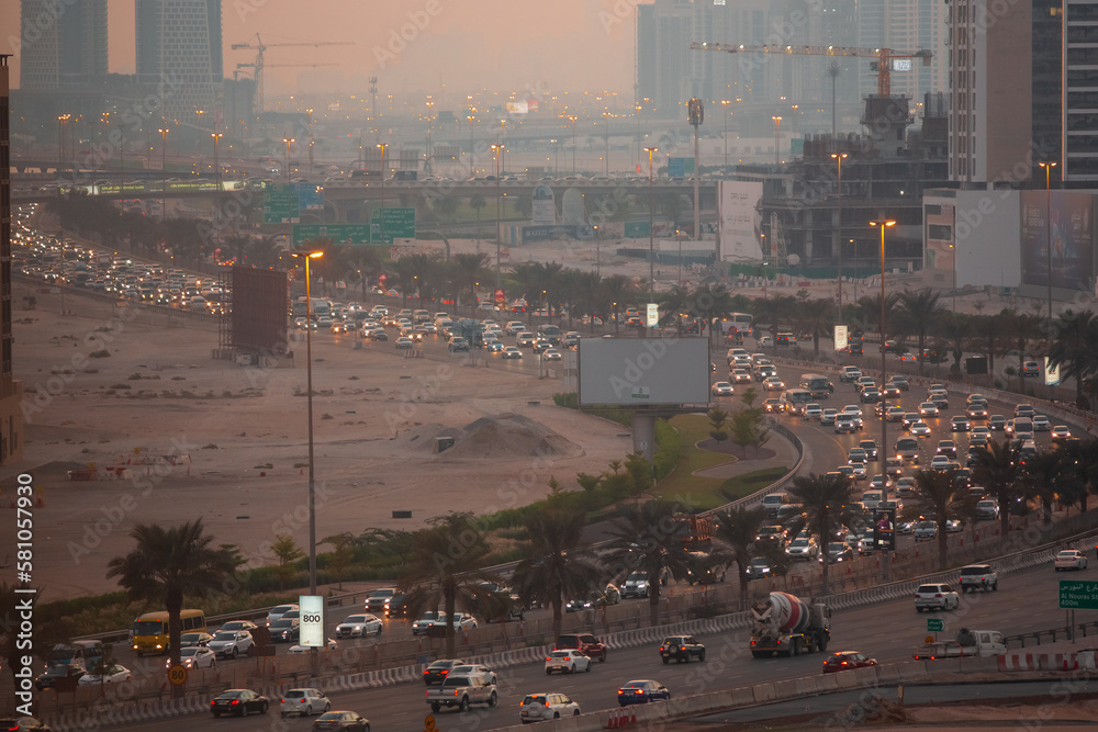 Dubai, UAE - United Arab emirates, 16th March, 2023 Heavy-duty trucks ...