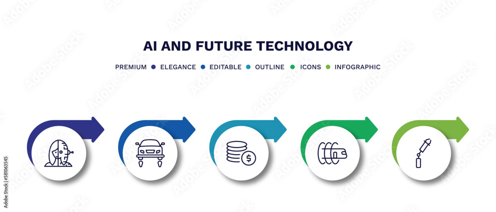 set of ai and future technology thin line icons. ai and future ...