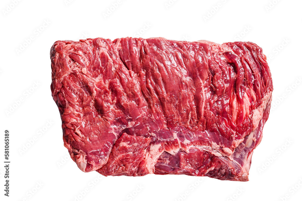 Raw piece of marble beef brisket meat. Isolated, transparent background ...