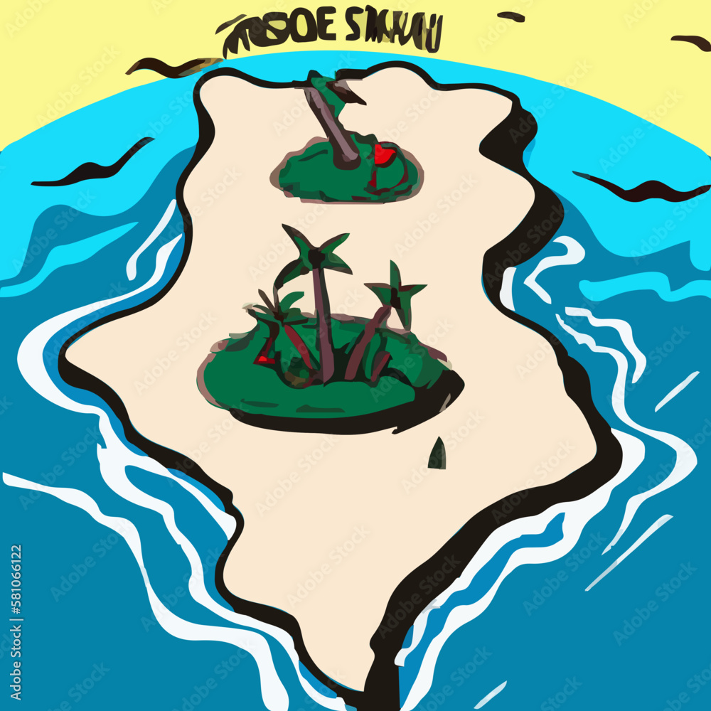 Map of a desert island Stock Vector | Adobe Stock
